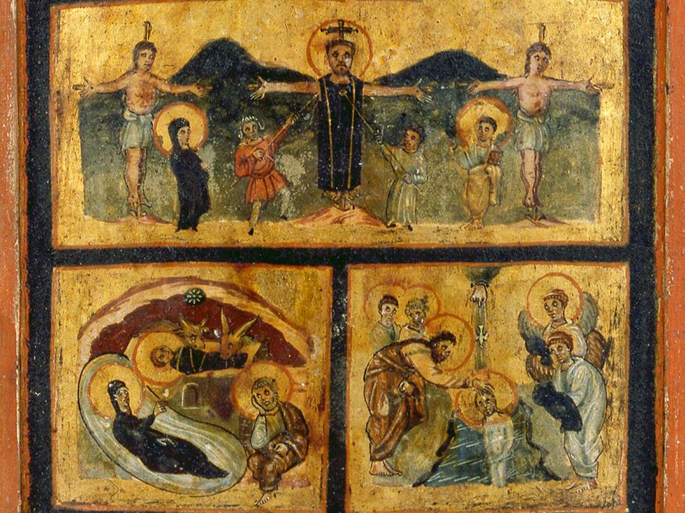 Wooden reliquary painted with scenes from the life of Christ