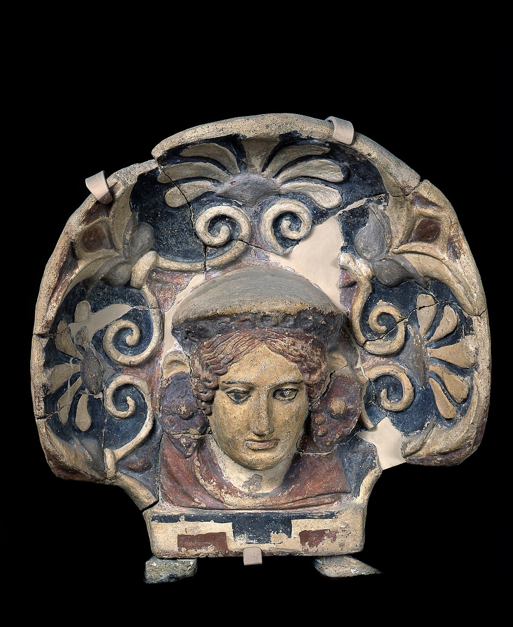 Antéfixes avec tête de ménade et de silène