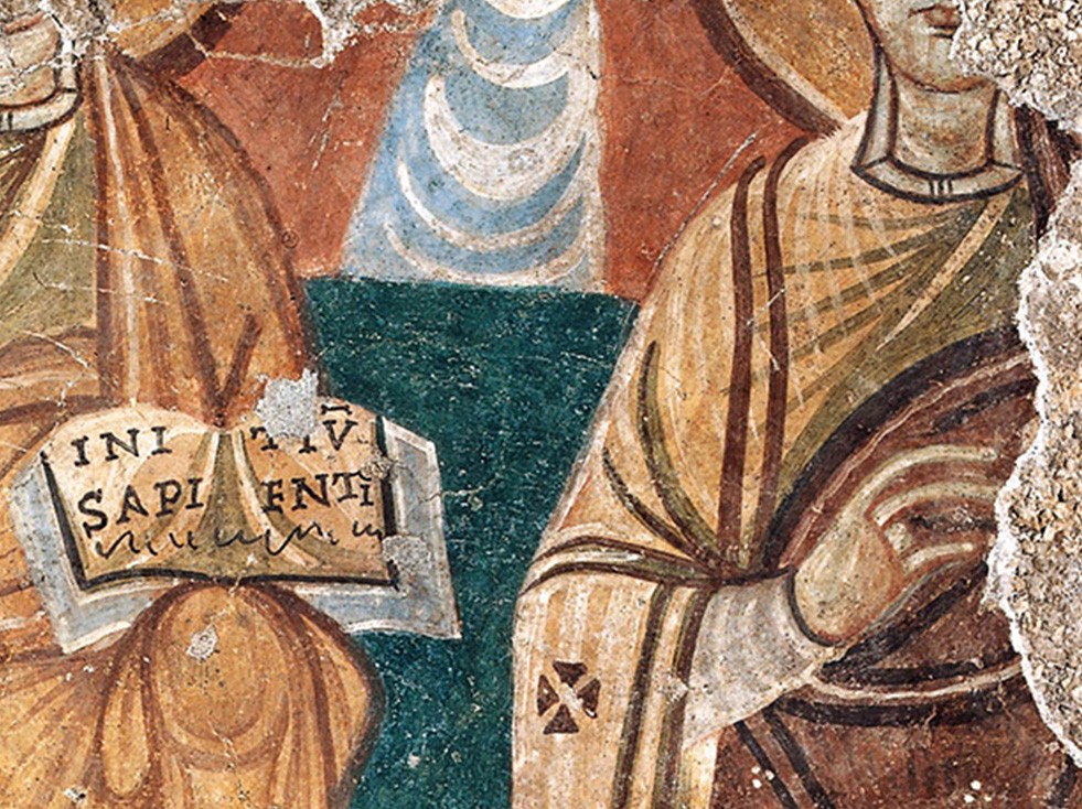 Early medieval fresco with figures of Saints
